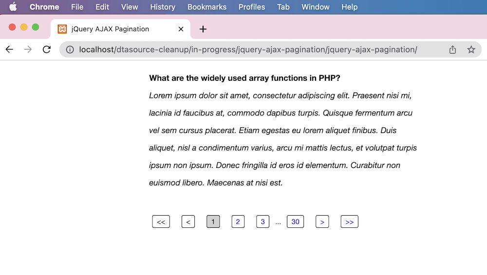JQuery AJAX Pagination Phppot