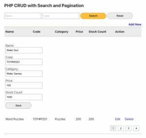 PHP CRUD with Search and Pagination using jQuery AJAX - Phppot