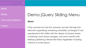 jQuery Sliding Menu - Phppot