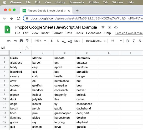 Google Sheets JavaScript API Spreadsheet Tutorial Phppot