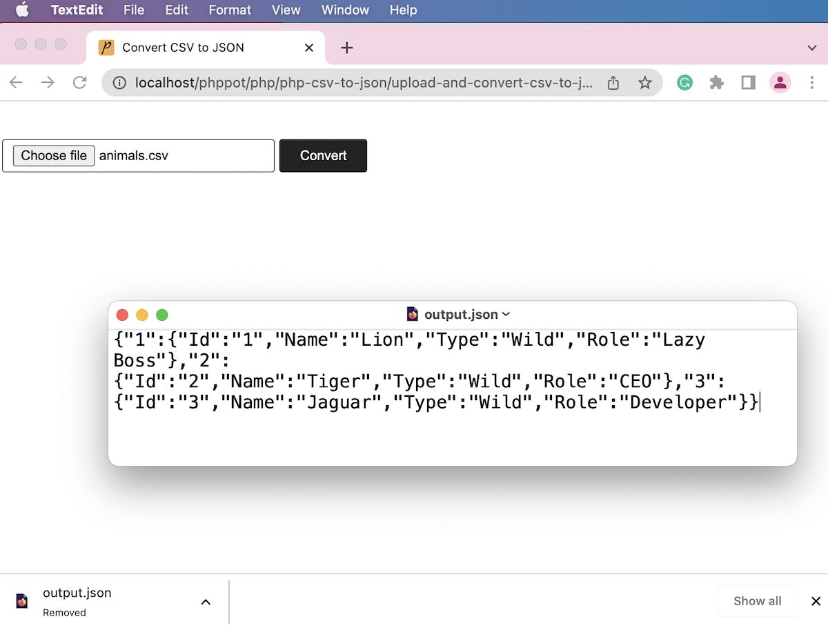 Convert PHP CSV To JSON Phppot